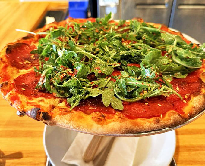 Pepperoni gets the gourmet treatment with fresh arugula &ndash; proving that sometimes the classics just need a little green upgrade.