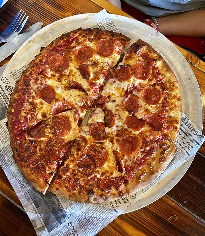 Another pizza showcasing what appears to be pepperoni and other toppings, though the image has a similar purple tint.