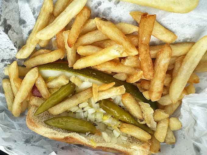 That Polish sausage with fries proves that sometimes the best meals are the ones that don't try to reinvent the wheel.