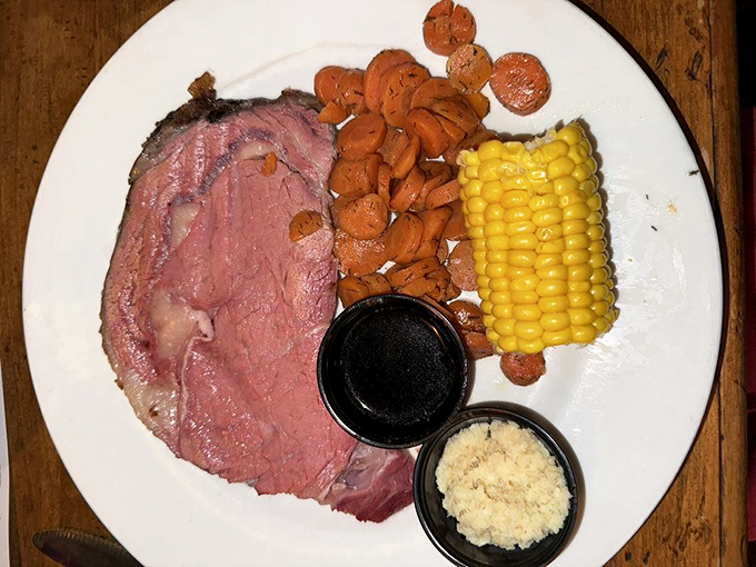 Prime rib so tender and perfectly pink, it practically poses for its close-up before surrendering to your fork.