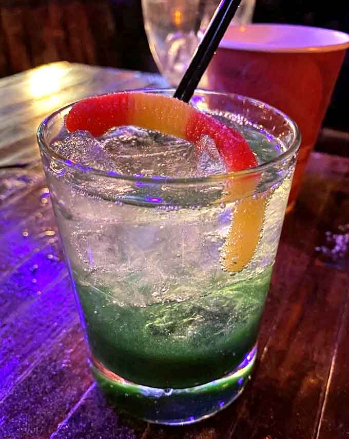 This cocktail glows like the attract screen of your favorite arcade game. The perfect companion while waiting for your turn at Pac-Man.