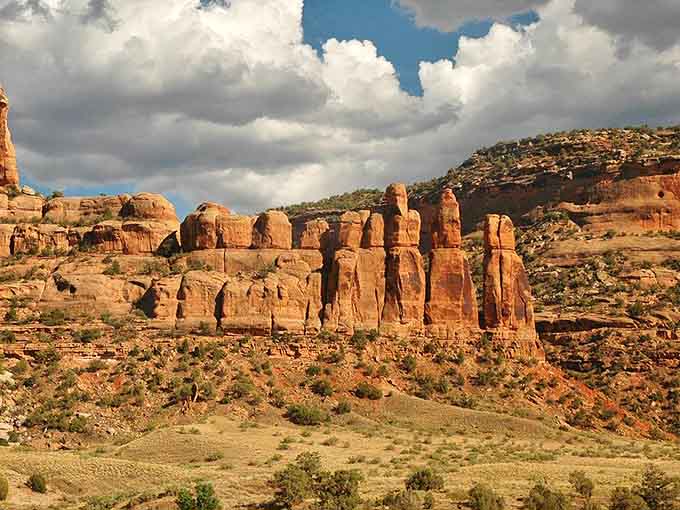 Ruby Canyon's red rock formations look like they were painted by an artist who wasn't afraid of bold color choices.