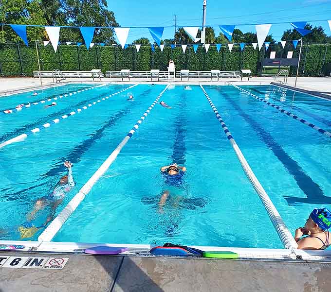 Serious swimmers find their happy place in these crystal-clear lanes. The perfect spot to practice your butterfly while the kids play nearby.