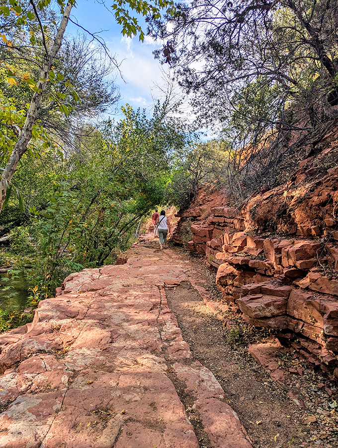 This rocky path whispers stories of ancient seas and shifting earth, each step a page in nature's oldest picture book.