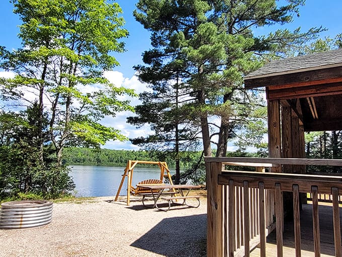 Rustic cabin living with million-dollar views &ndash; where morning coffee comes with a side of spectacular lakefront scenery.