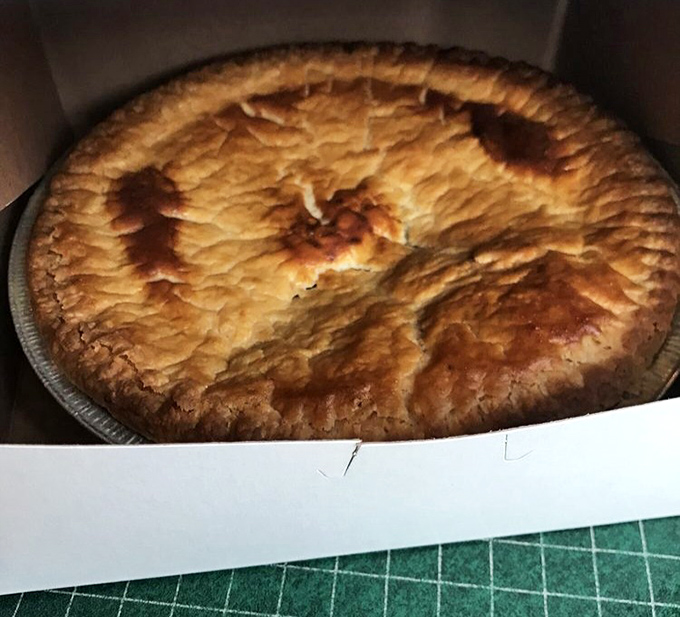 Golden-brown and glistening, this whole pie waits to be sliced, each wedge promising a perfect ratio of flaky crust to tangy-sweet filling.