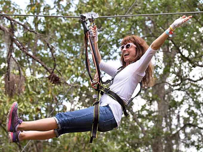 Pure joy captured mid-flight &ndash; that magical moment when fear transforms into exhilaration and your hair achieves peak wildness.