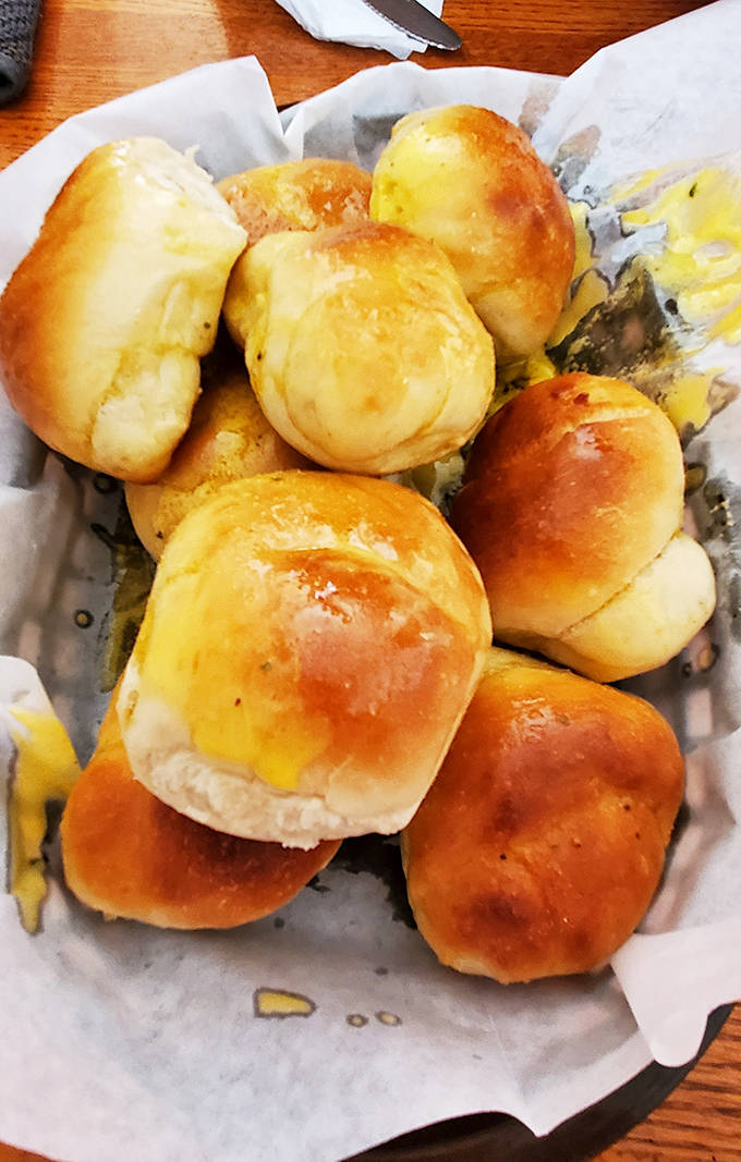 The garlic knot basket &ndash; where good intentions about "just having one" go to die a delicious, buttery death.