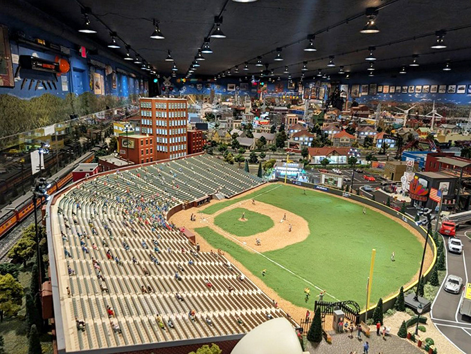 The baseball stadium where the home team always has a chance – complete with thousands of fans forever frozen in mid-cheer.