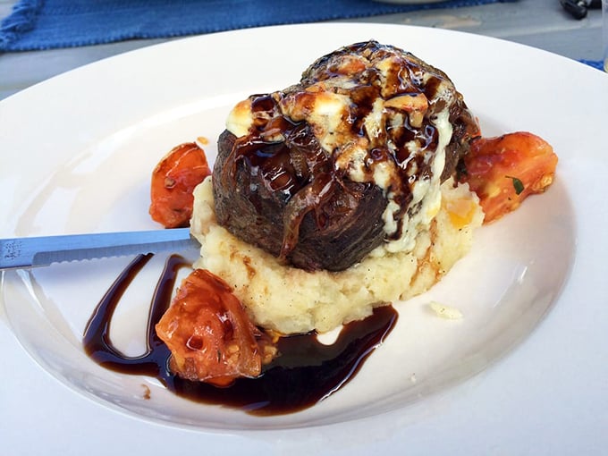 This filet mignon shines with rich toppings, creamy mash, and a drizzle that makes every bite unforgettable.