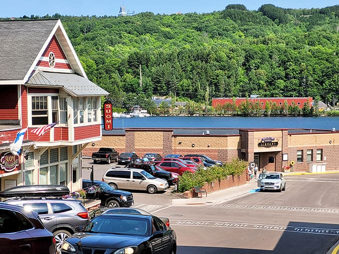 Downtown Galena rises from the valley like a historical layer cake, with church steeples providing the perfect toppers to this architectural feast.