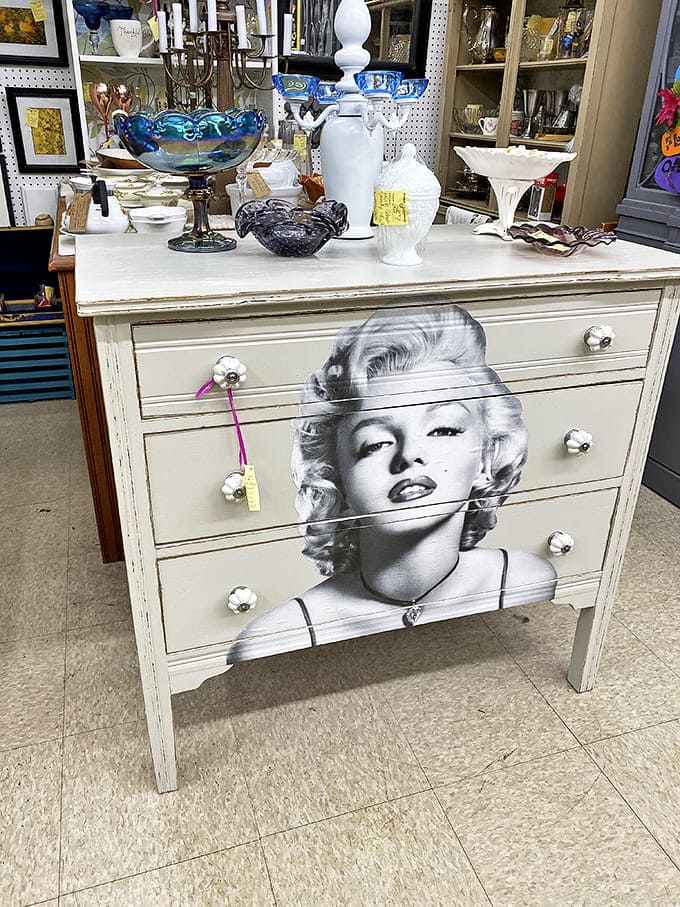 Not just furniture but functional art &ndash; this Marilyn Monroe dresser transforms storage into a conversation piece that would make Andy Warhol smile.