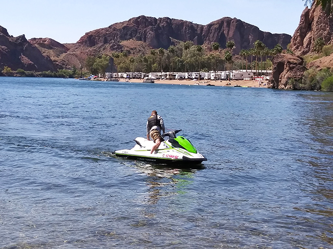 Weekend warriors take to the water, proving that desert adventures aren't limited to land-based exploration.