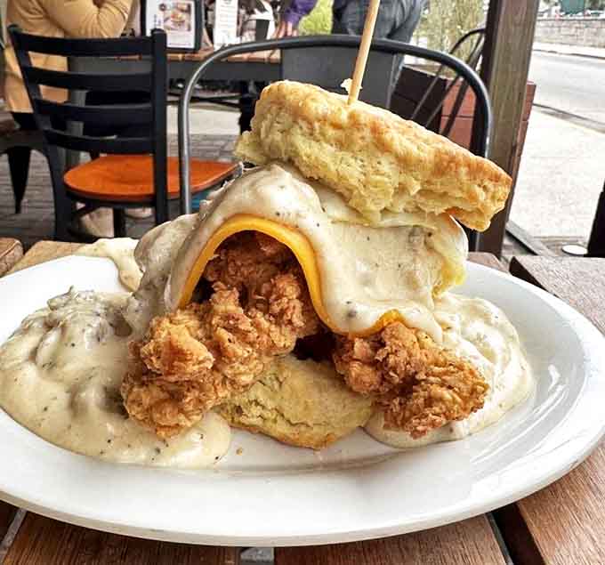 This loaded chicken sandwich isn't just breaking the laws of gravity &ndash; it's rewriting the rules of what breakfast can be.