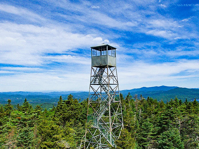 The north view offers a front-row seat to Vermont's famous undulating terrain, where mountains play freeze tag with the clouds.