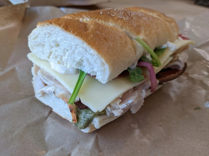 Thanksgiving between bread! Real roasted turkey with all the fixings makes this everyday sandwich feel like a holiday treat.