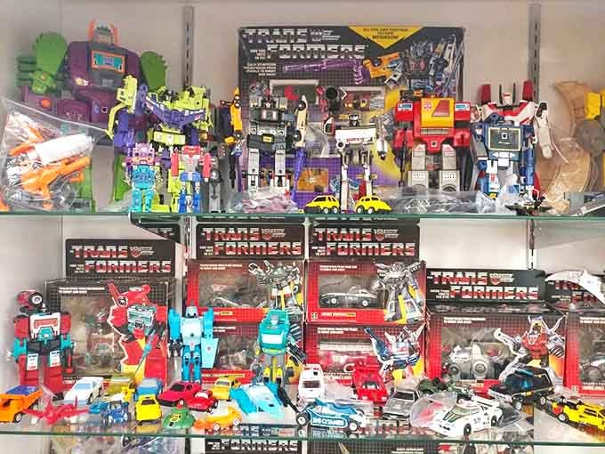 Vintage Transformers stand at attention, ready to roll out and transform your bank account into an empty wasteland of plastic joy.