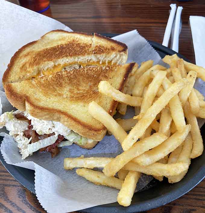 The BLT gets elevated treatment here, with generous portions of bacon and fresh ingredients on perfectly toasted bread.