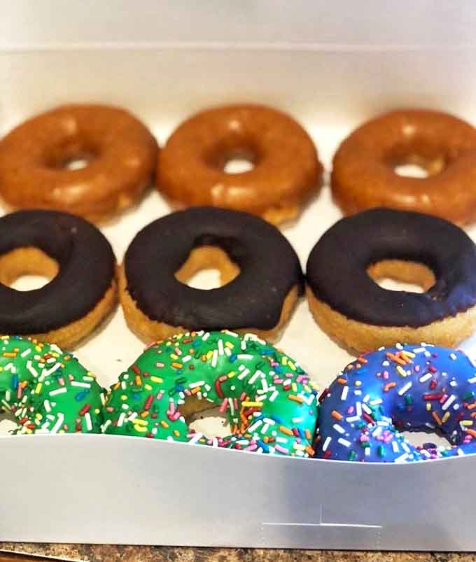 Gluten-free donuts in maple, chocolate, and festive varieties that'll make you forget what you're not eating.