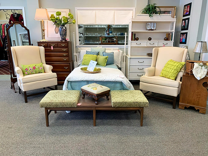 Home decorating on a budget? This bedroom vignette proves you can have champagne taste on a sparkling water budget.