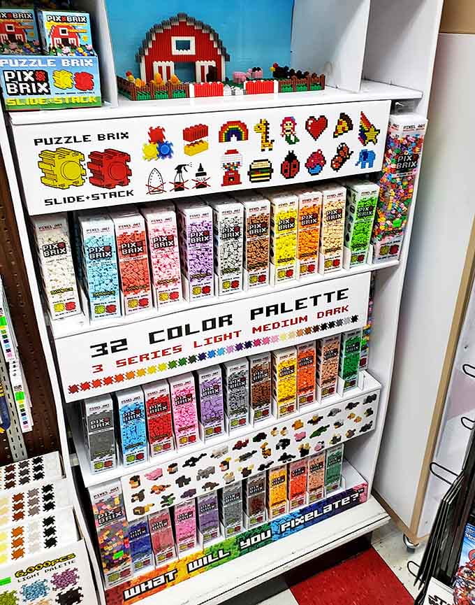 Puzzle Brix in every color imaginable, because sometimes you need to build a rainbow before you build a railroad.