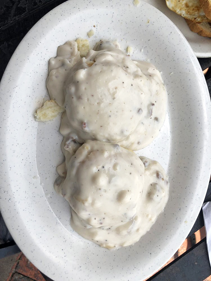 Biscuits and gravy &ndash; the Southern breakfast staple done right. These cloud-like biscuits swimming in peppery gravy could convert any Northerner.