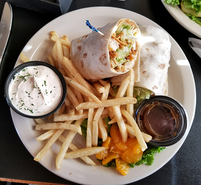 This burrito doesn't just satisfy hunger&mdash;it negotiates a peace treaty with it, accompanied by golden fries that crunch like autumn leaves.