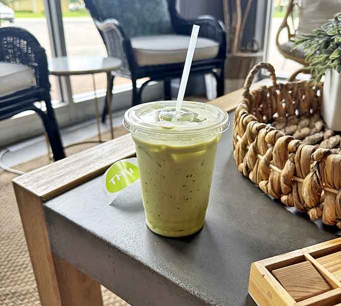 A vibrant green matcha creation that would make even the pickiest cat curious. Smooth, refreshing, and surprisingly addictive.