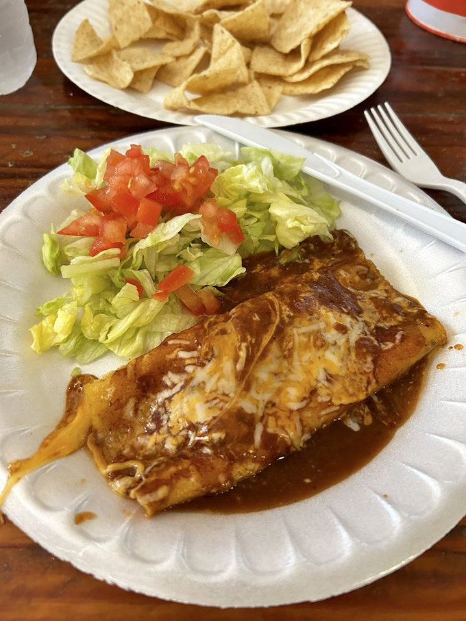 This cheese enchilada isn't trying to reinvent the wheel &ndash; it's just perfecting it with house-made sauce and melted cheese that stretches for days.