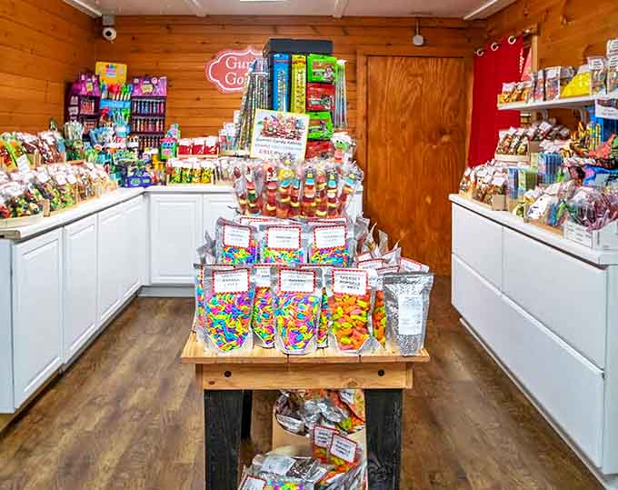 The candy section at Sweeties Chocolates proves that Grandpa's excellence extends beyond dairy &ndash; these colorful treats would make Willy Wonka jealous.