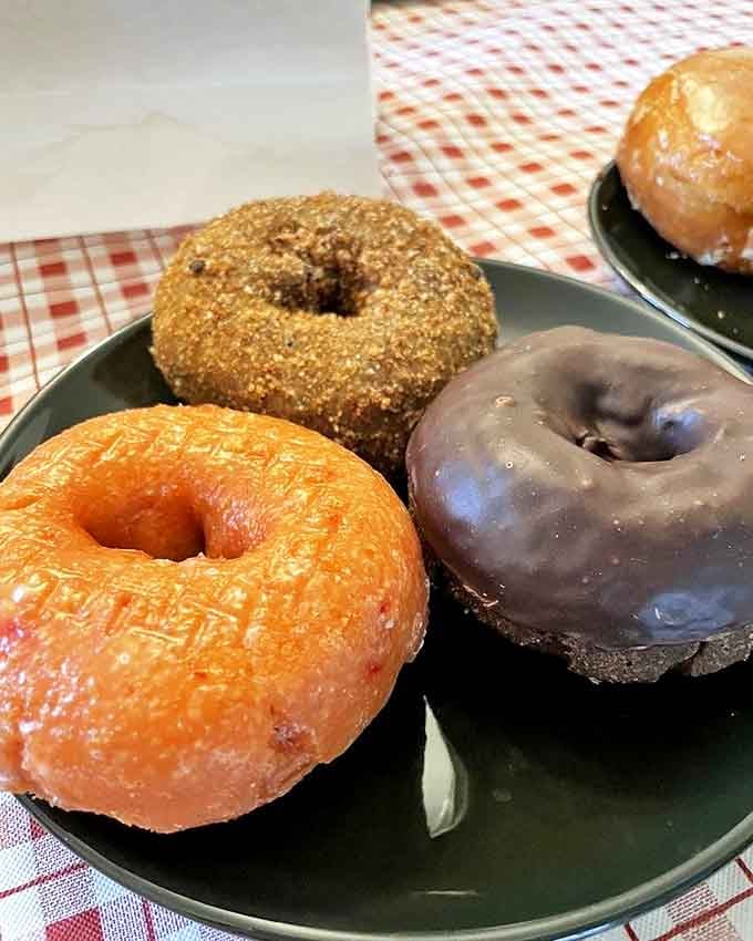 This trio of donuts showcases the bakery's range &ndash; from the homey comfort of chocolate frosted to the autumnal warmth of apple cider crumble.