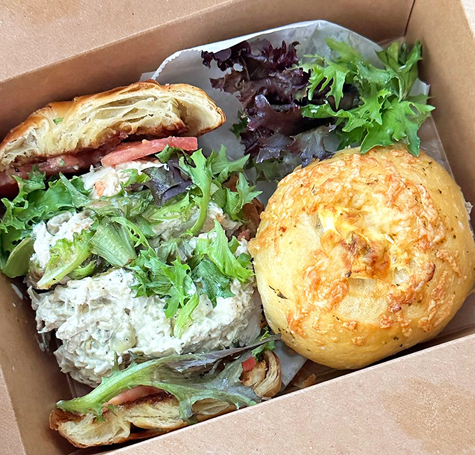 The lunch that launched a thousand sighs &ndash; perfectly seasoned chicken salad nestled in a shattering, buttery croissant.