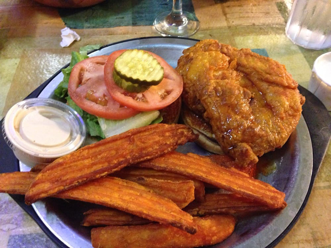 Crispy on the outside, juicy on the inside &ndash; this chicken sandwich with sweet potato fries demonstrates why simple food done right creates loyal customers.