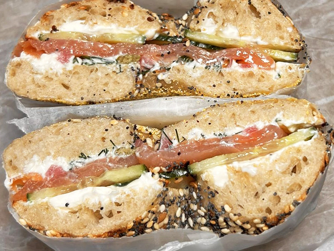 Layers of silky salmon, crisp cucumber, and tangy cream cheese create a symphony of flavors that makes ordinary bagels seem like distant memories.