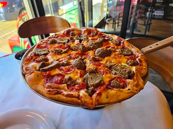 Classic sausage pizza done right, with generous toppings that don't quit until the very last bite.