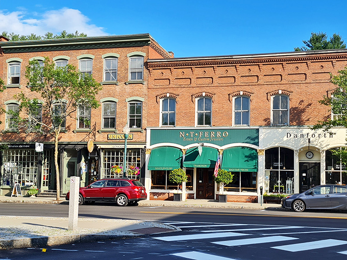 Another view of Woodstock's historic downtown reveals the careful preservation that makes this village feel like stepping into a living history book.