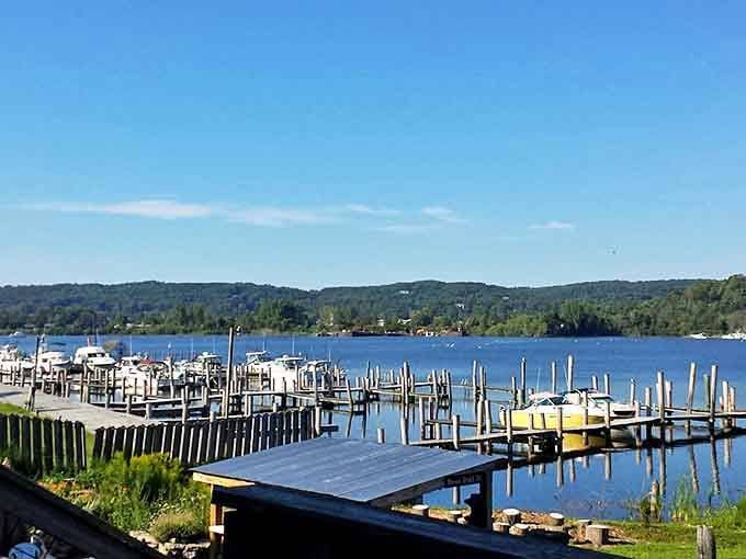 Elberta's marina offers a forest of masts and a symphony of gentle clanking that sailors recognize as the sound of adventure calling.