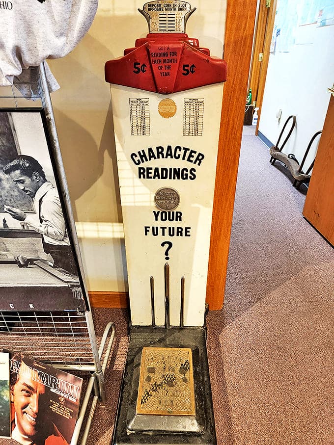For just a nickel, this vintage character reading machine promised to reveal your future. Spoiler: it probably involved more fort exploration!