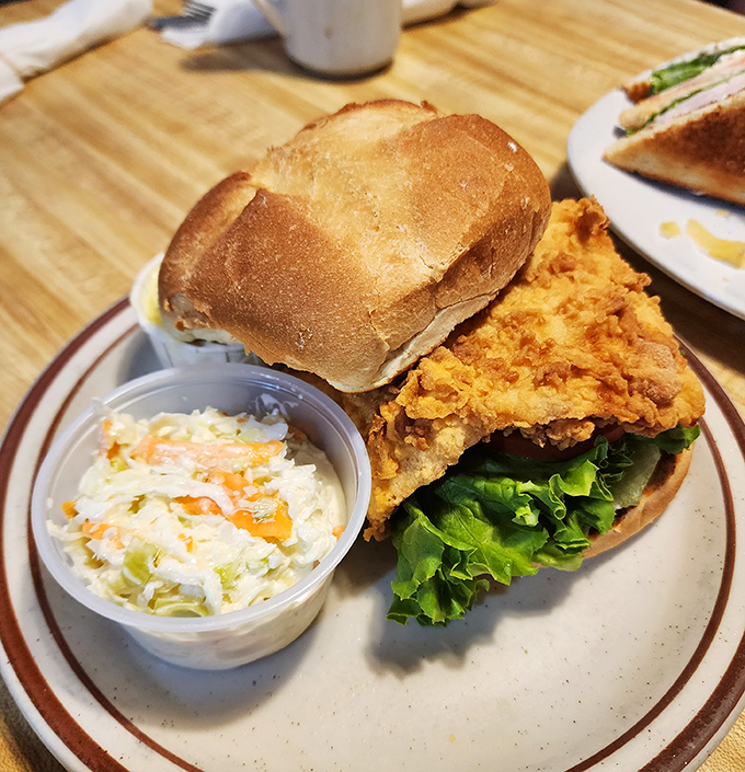 Crispy meets juicy: Father's fried chicken sandwich delivers that perfect crunch-to-tenderness ratio that keeps locals coming back for more.