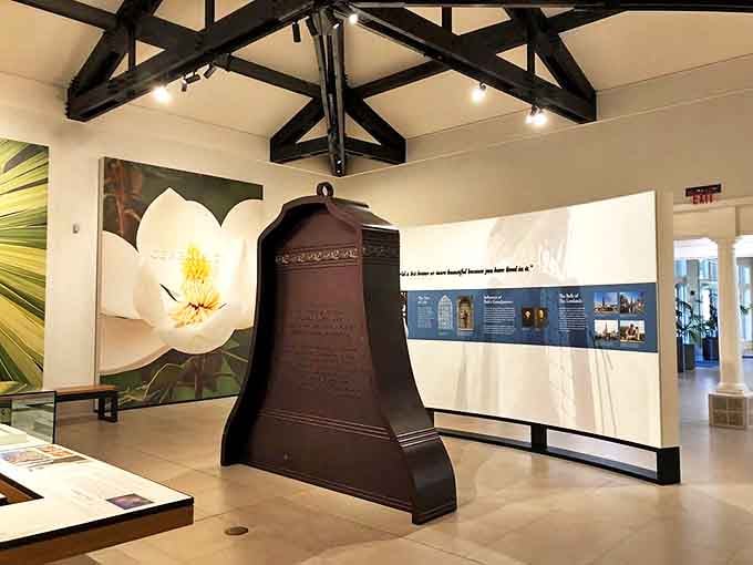 The history exhibit features an impressive bell, silently telling stories of the tower's musical heritage to curious visitors.