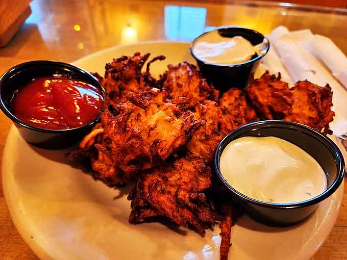 Not your average tater tots &ndash; these golden-brown beauties are handcrafted, crispy on the outside, fluffy inside, and utterly addictive with their trio of dipping sauces.