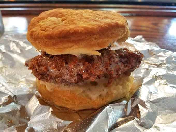 Breakfast of champions: honey-drizzled fried chicken on a fresh-baked biscuit &ndash; the morning meal that might just ruin all other breakfasts forever.