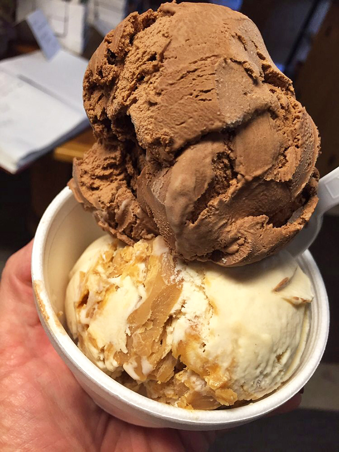 Chocolate and vanilla in perfect harmony &ndash; like the dessert version of yin and yang. The scoops are generous enough to share, but you won't want to.