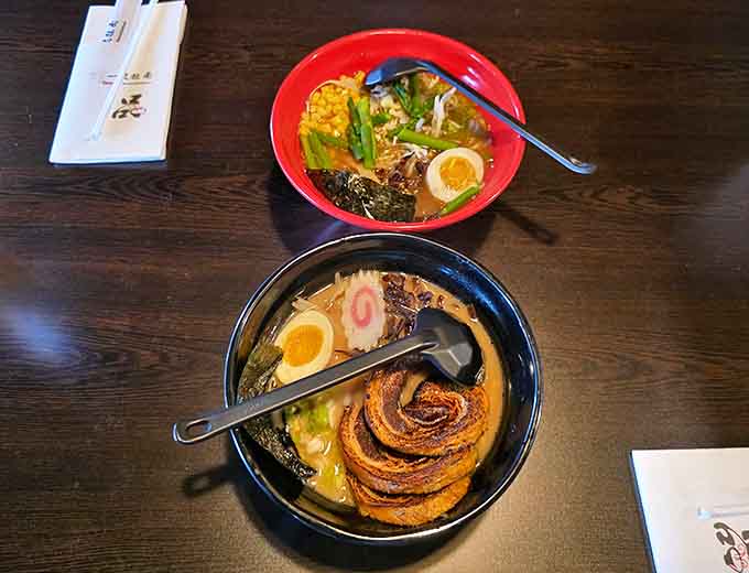 Two steaming bowls mean double the happiness, because sharing ramen with someone makes it taste even better somehow.