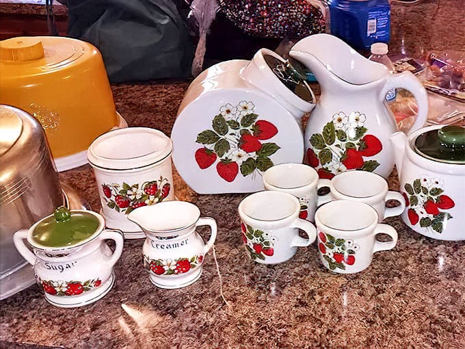 Kitchenware Set: This strawberry-patterned china set has survived decades of family meals, ready to bring retro charm to a new generation's table.