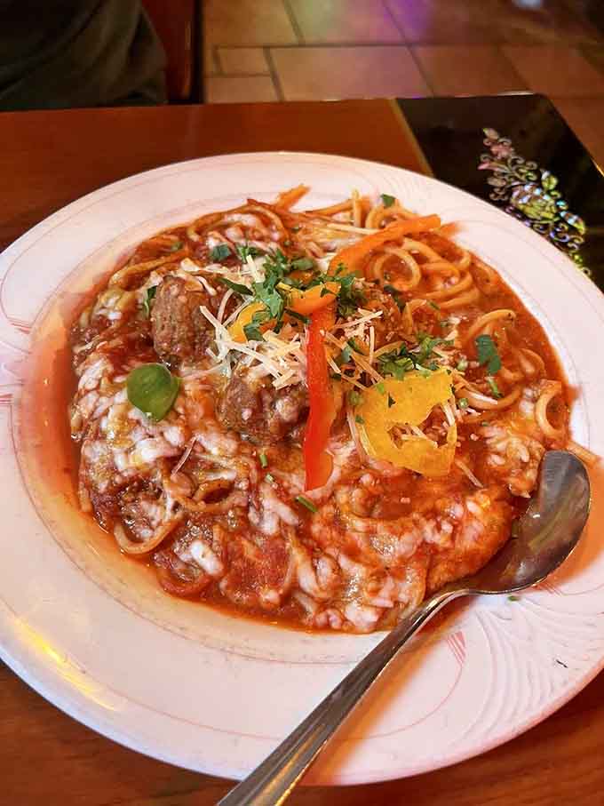 Bolognese that's been simmering its way to perfection, creating layers of flavor that would make any Italian grandmother nod approvingly.