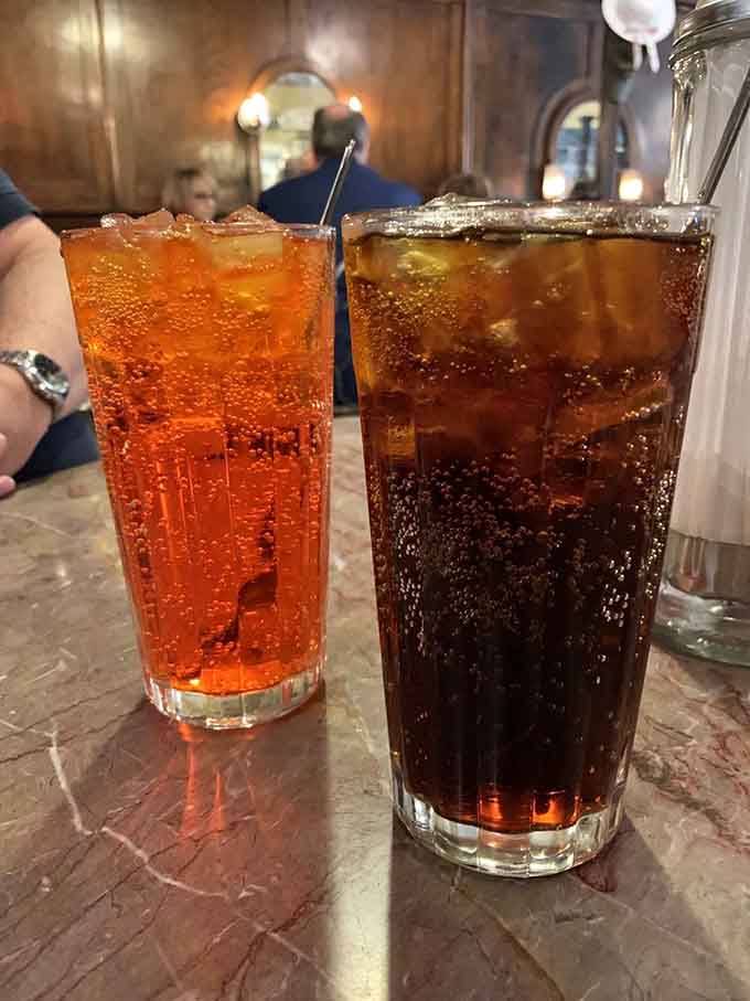 Fountain sodas in tall glasses with perfect carbonation remind us why canned drinks will never quite measure up.