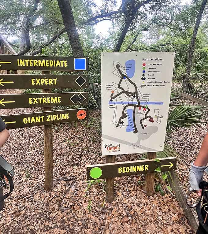 Choose your own adventure: from "I'm just getting started" green to "I may have overestimated my abilities" black diamond.