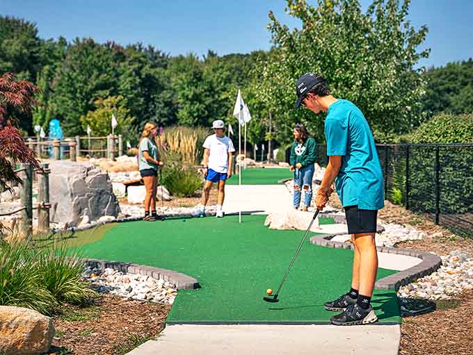 Miniature golf: Where family rivalries are born, putting skills are exaggerated, and at least one ball will inevitably end up in the water feature.