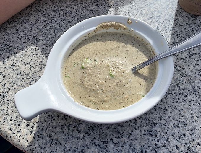 Creamy mushroom soup that's earned its own fan club &ndash; earthy, rich, and worth the drive to Elkhart Lake.